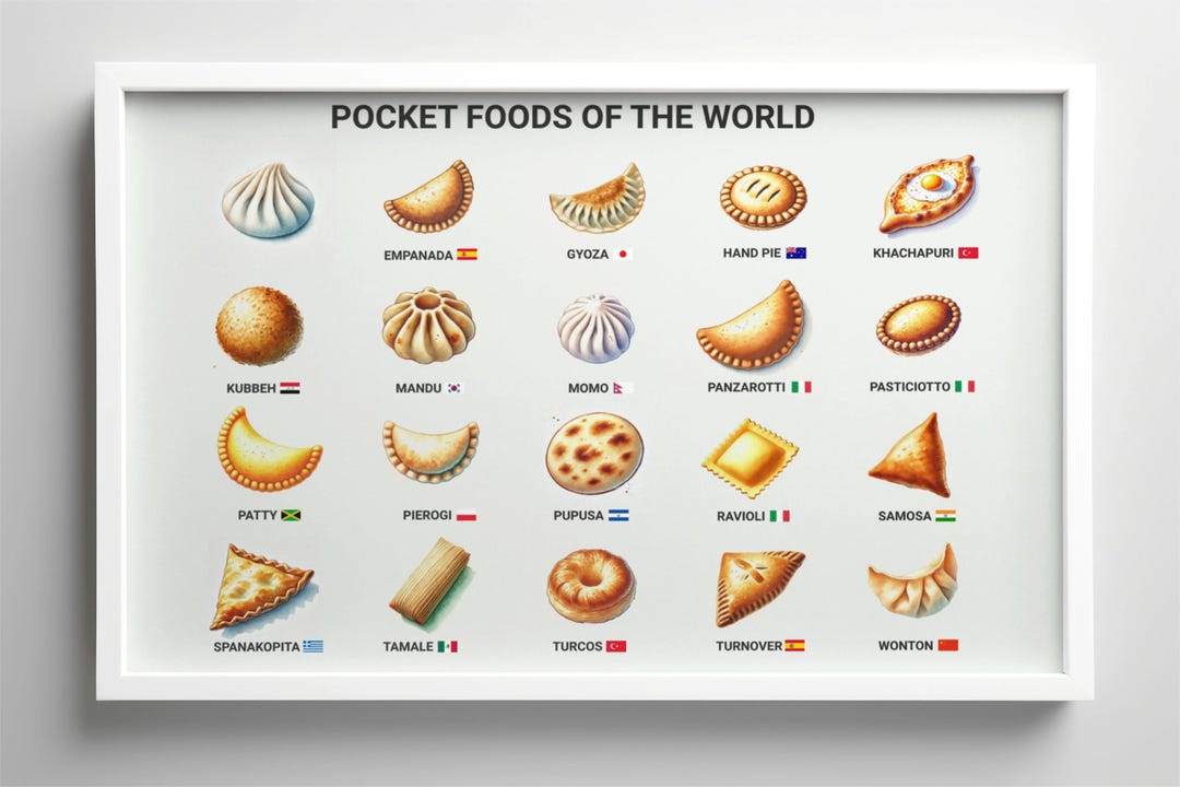 Pocket Foods of the World Poster | Global Cuisine Art Print ...