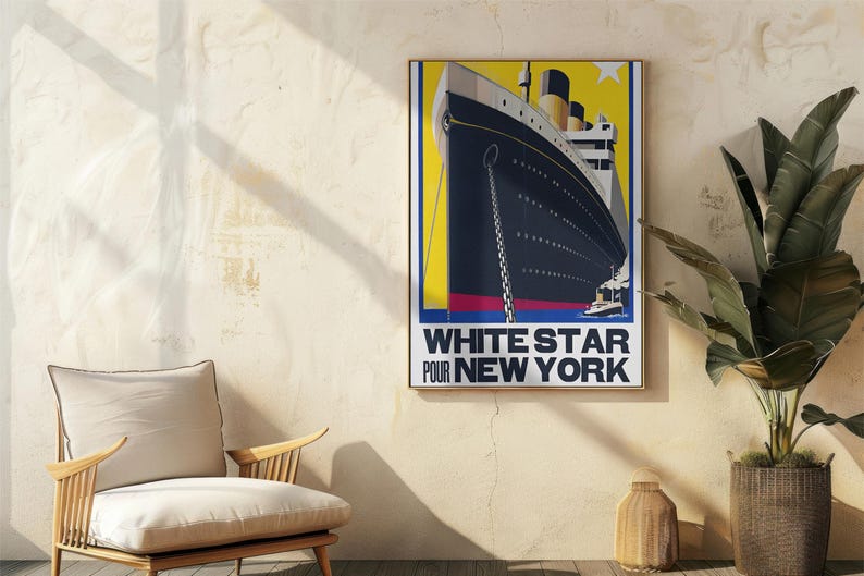 Vintage White Star Line Poster | Printable Wall Art | 2:3 Ratio Digital ...