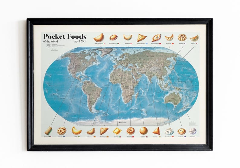 Pocket Foods of the World Map - Illustrated Food Lovers' Wall Art ...