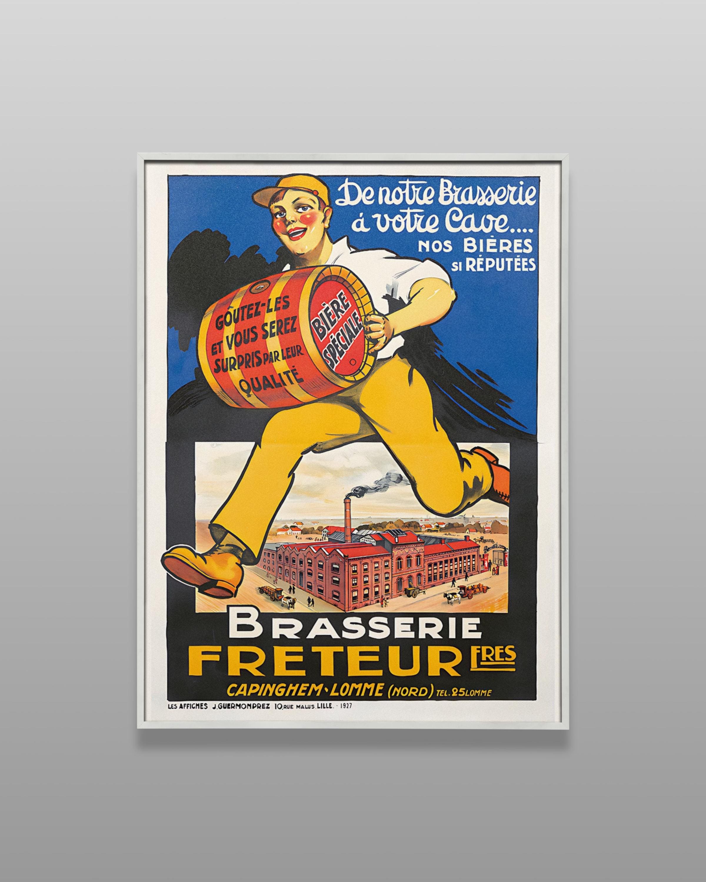 Vintage French Beer Poster Print, Brasserie Freteur 1927 Advertisement ...