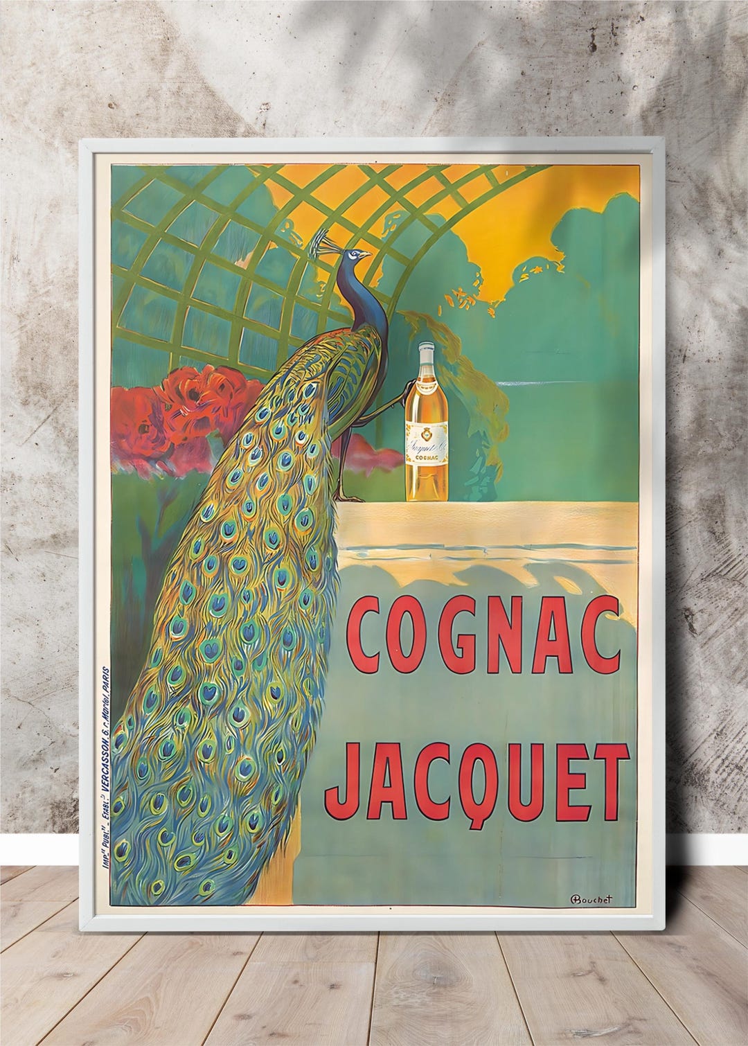 Vintage Cognac Jacquet Poster Print, Remastered French Peacock Artwork ...