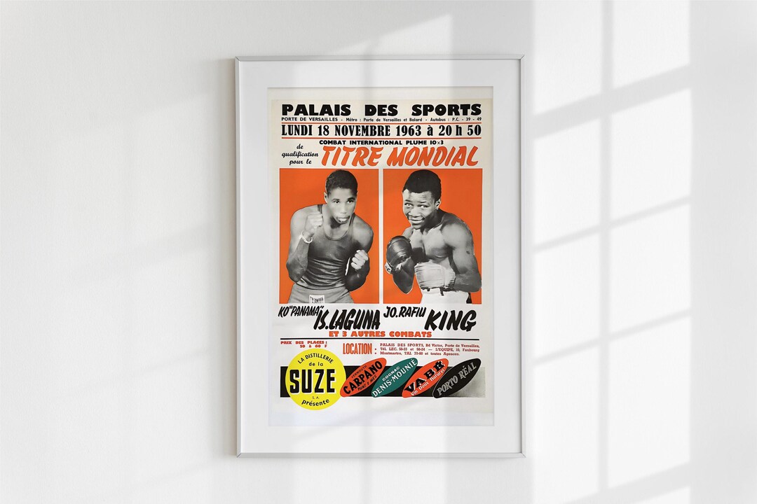 Vintage Boxing Match Poster - 1963 Palais Des Sports Retro Wall Art ...