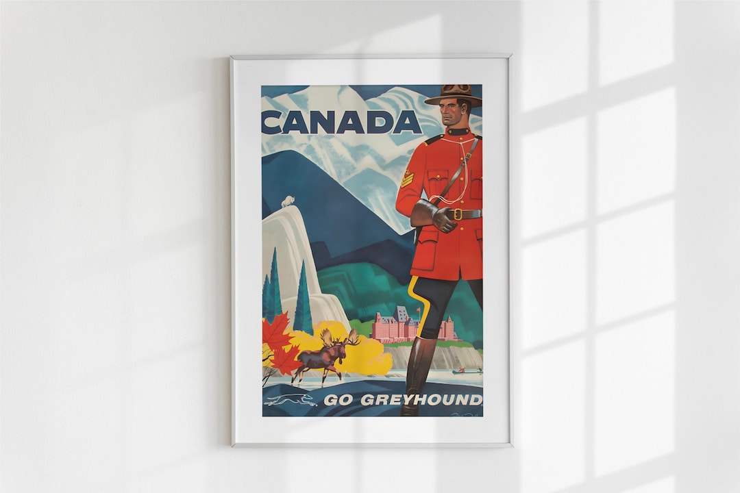 Vintage Canadian Mountie Poster | Retro Canada Travel Wall Art ...
