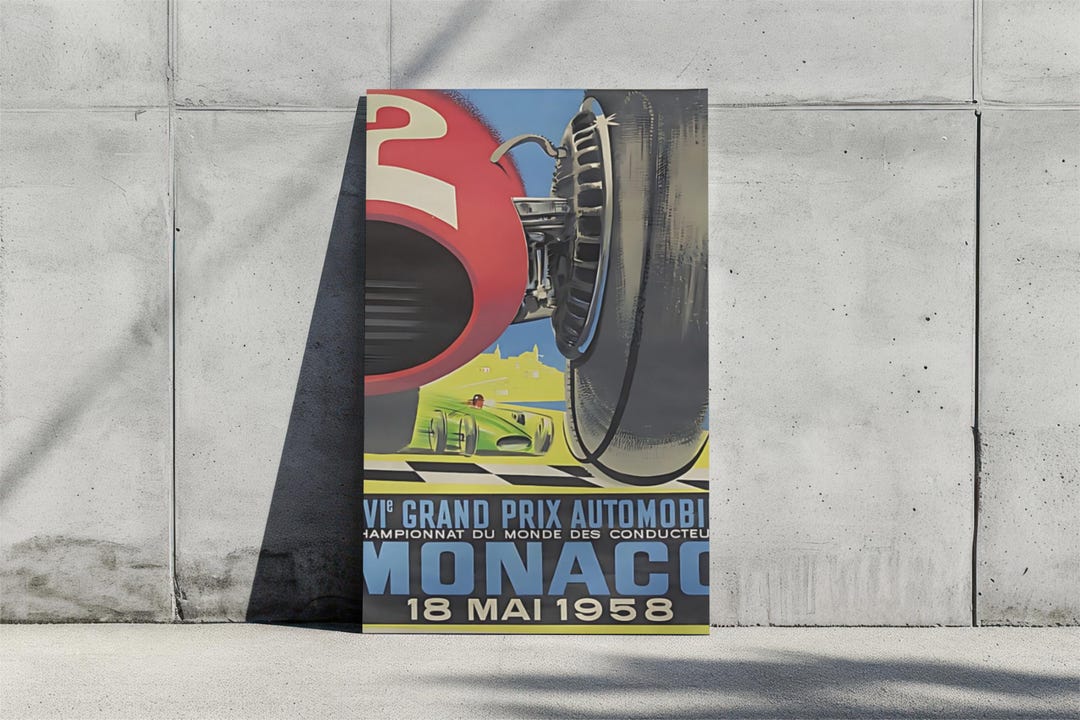 1958 Monaco Grand Prix Formula 1 Vintage Racing Poster, Printable Wall ...