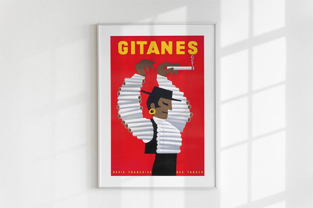 Vintage Gitanes Poster, Retro Printable Wall Art, French Advertising ...