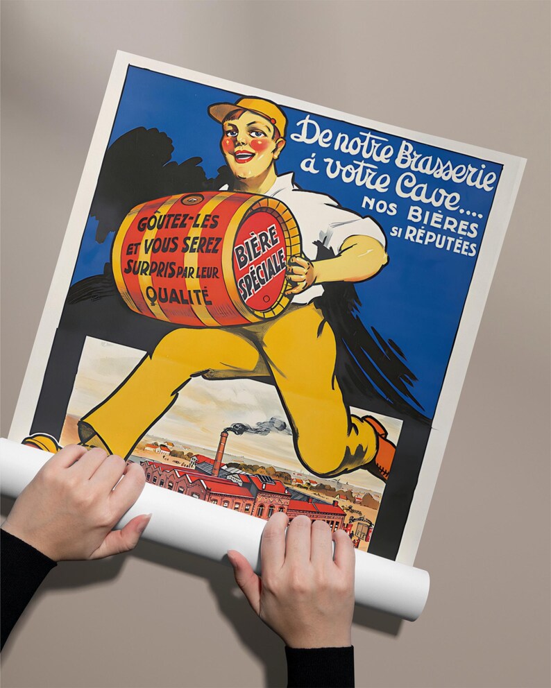 Vintage French Beer Poster Print, Brasserie Freteur 1927 Advertisement ...