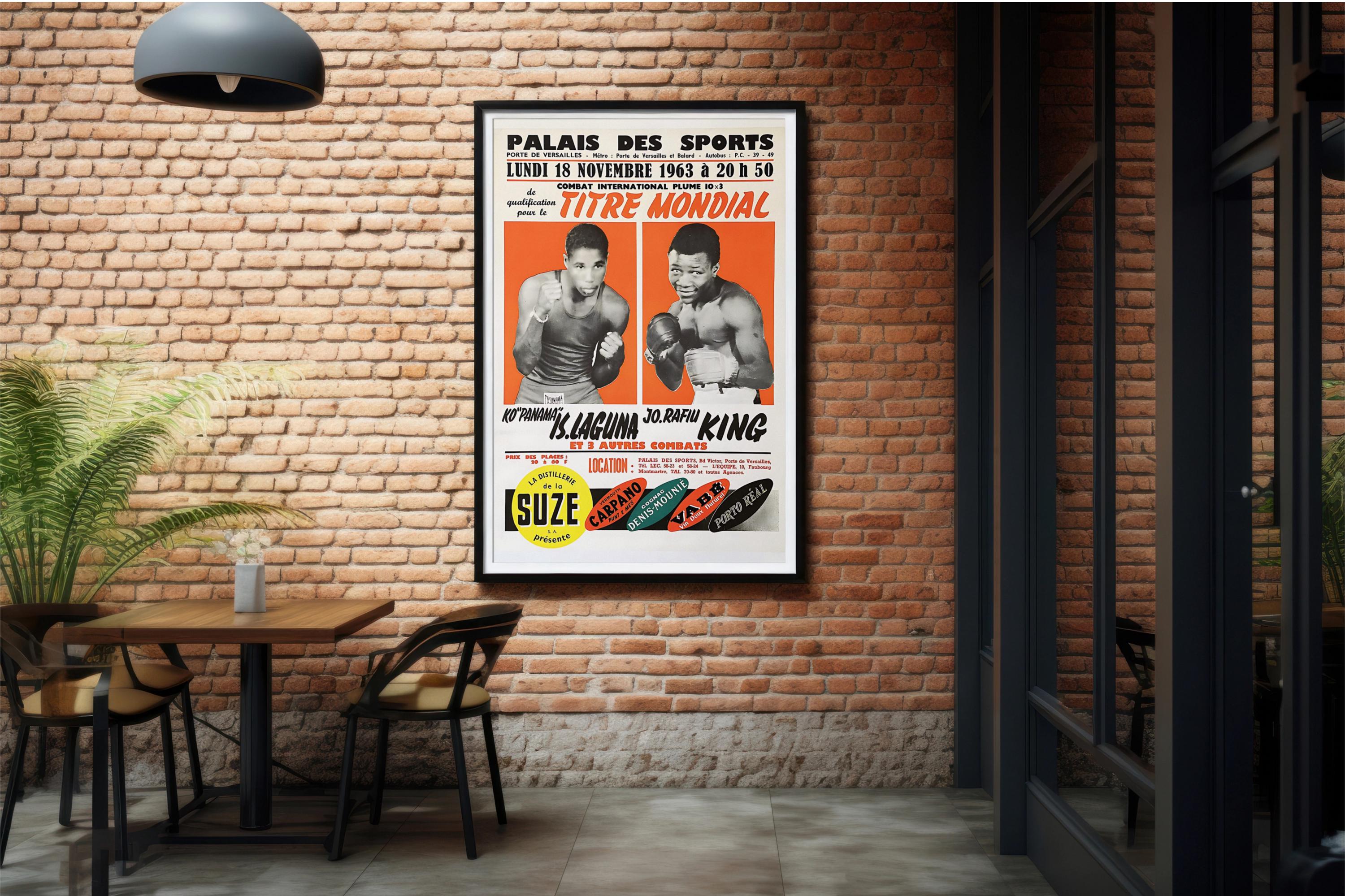 Vintage Boxing Match Poster - 1963 Palais Des Sports Retro Wall Art ...