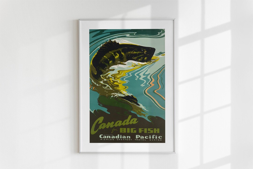 Vintage Canadian Pacific Big Fish Poster | Printable Wall Art | Retro ...