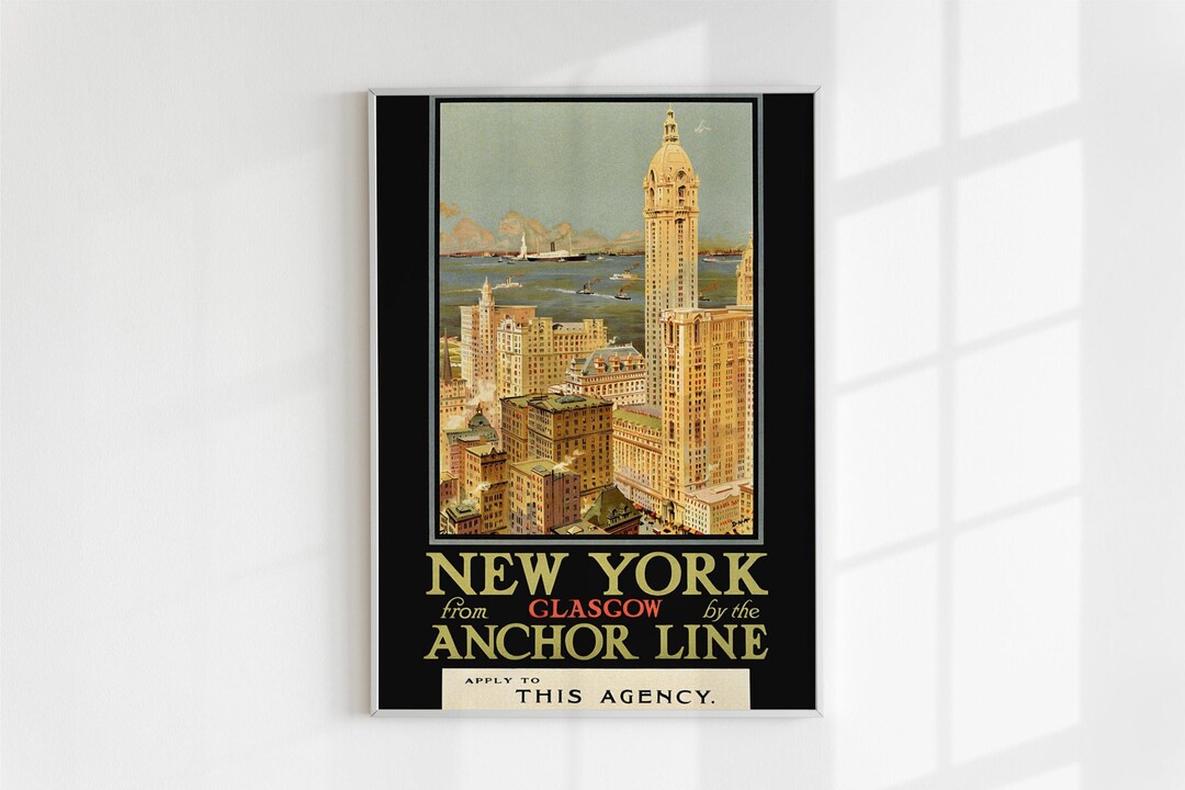 Vintage Anchor Line New York Poster | Printable Digital Wall Art ...