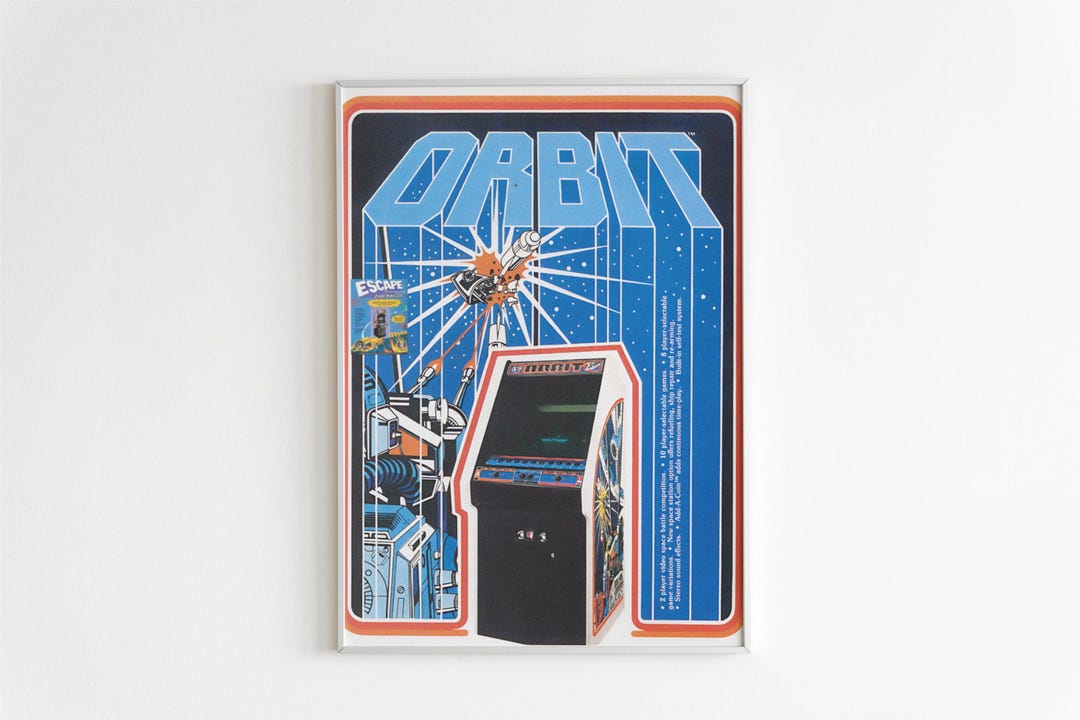 Orbit Arcade Game Retro Print, Vintage Space Battle Art, 70s Sci-fi ...