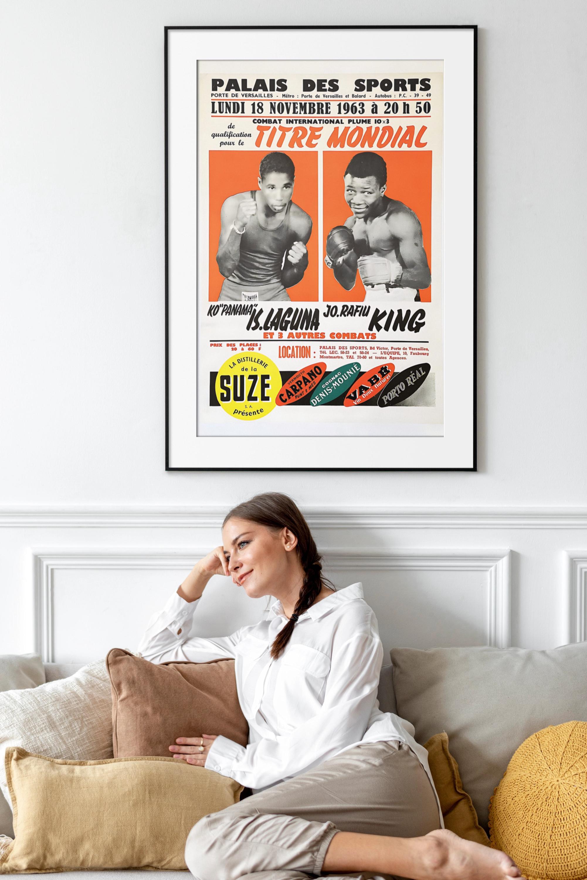 Vintage Boxing Match Poster - 1963 Palais Des Sports Retro Wall Art ...