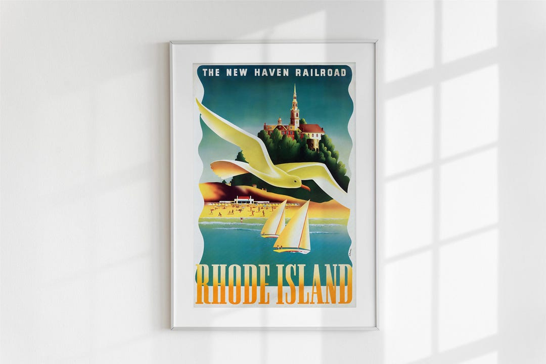 Vintage Rhode Island Travel Poster, New Haven Railroad Art, Printable ...