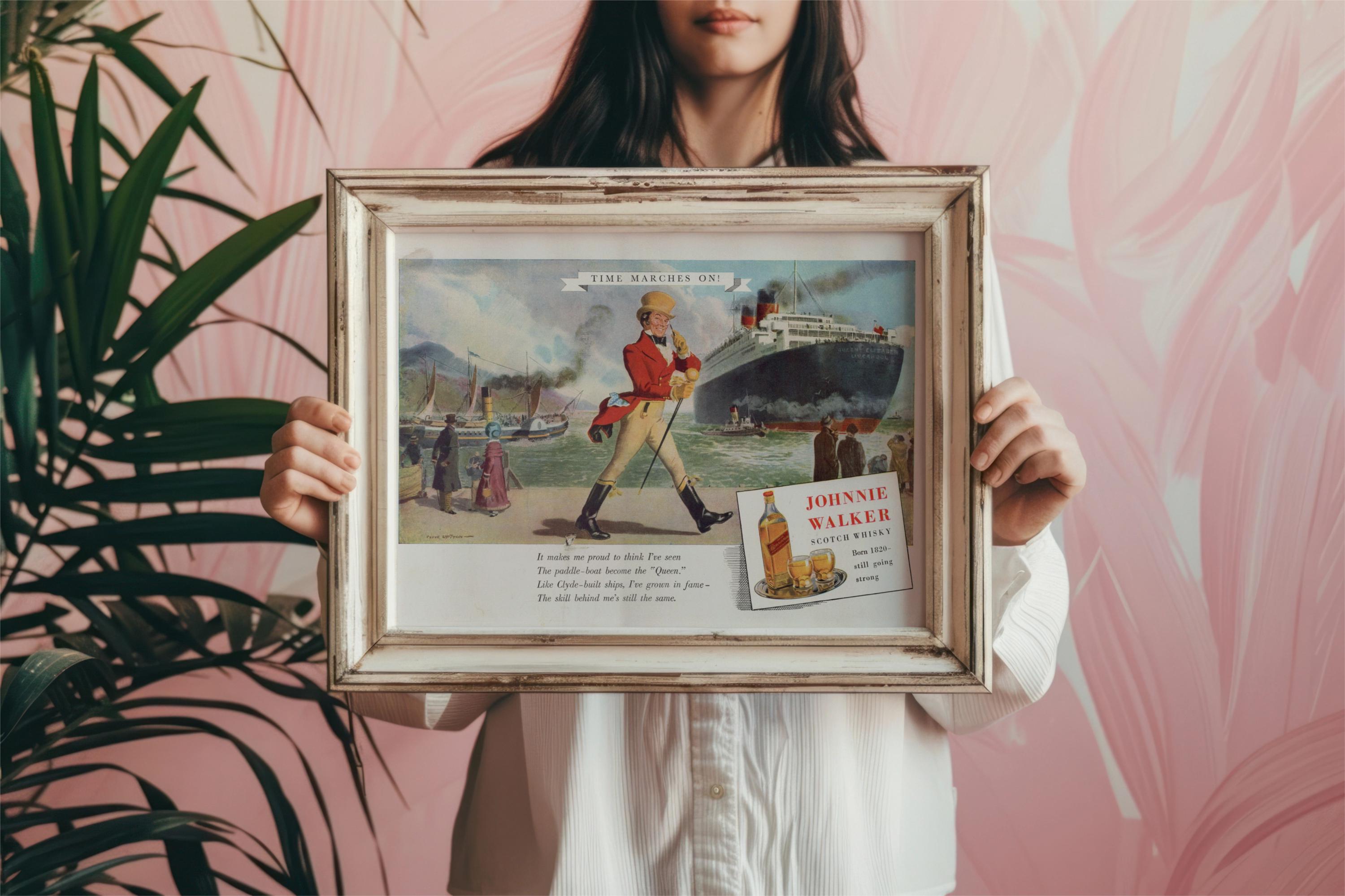 Vintage Johnnie Walker Poster, Classic Scotch Whisky Advertisement ...
