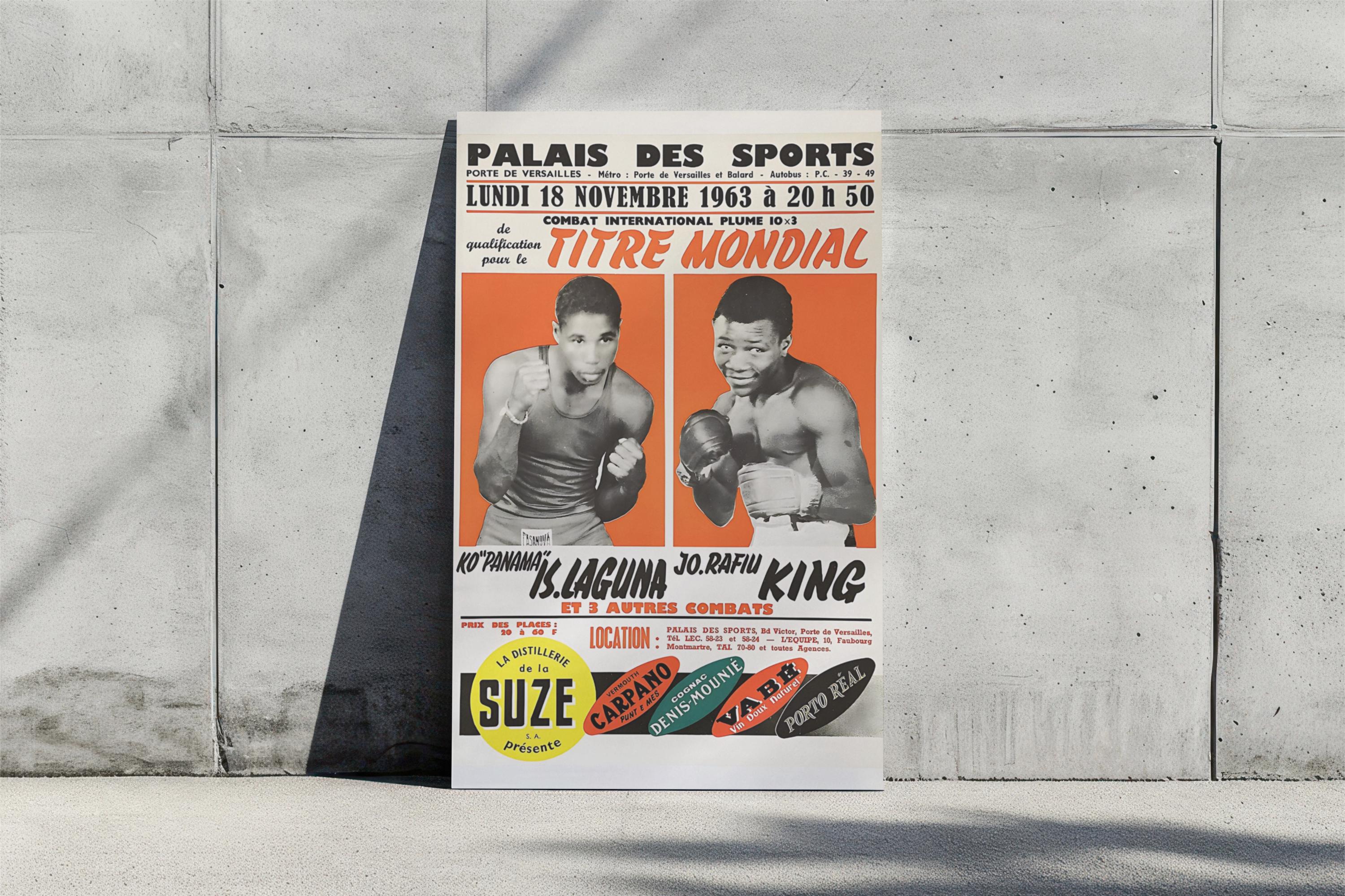 Vintage Boxing Match Poster - 1963 Palais Des Sports Retro Wall Art ...