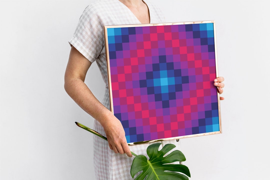 Retro Mid-century Dot Matrix Squares Wall Print Wall Art Abstract ...