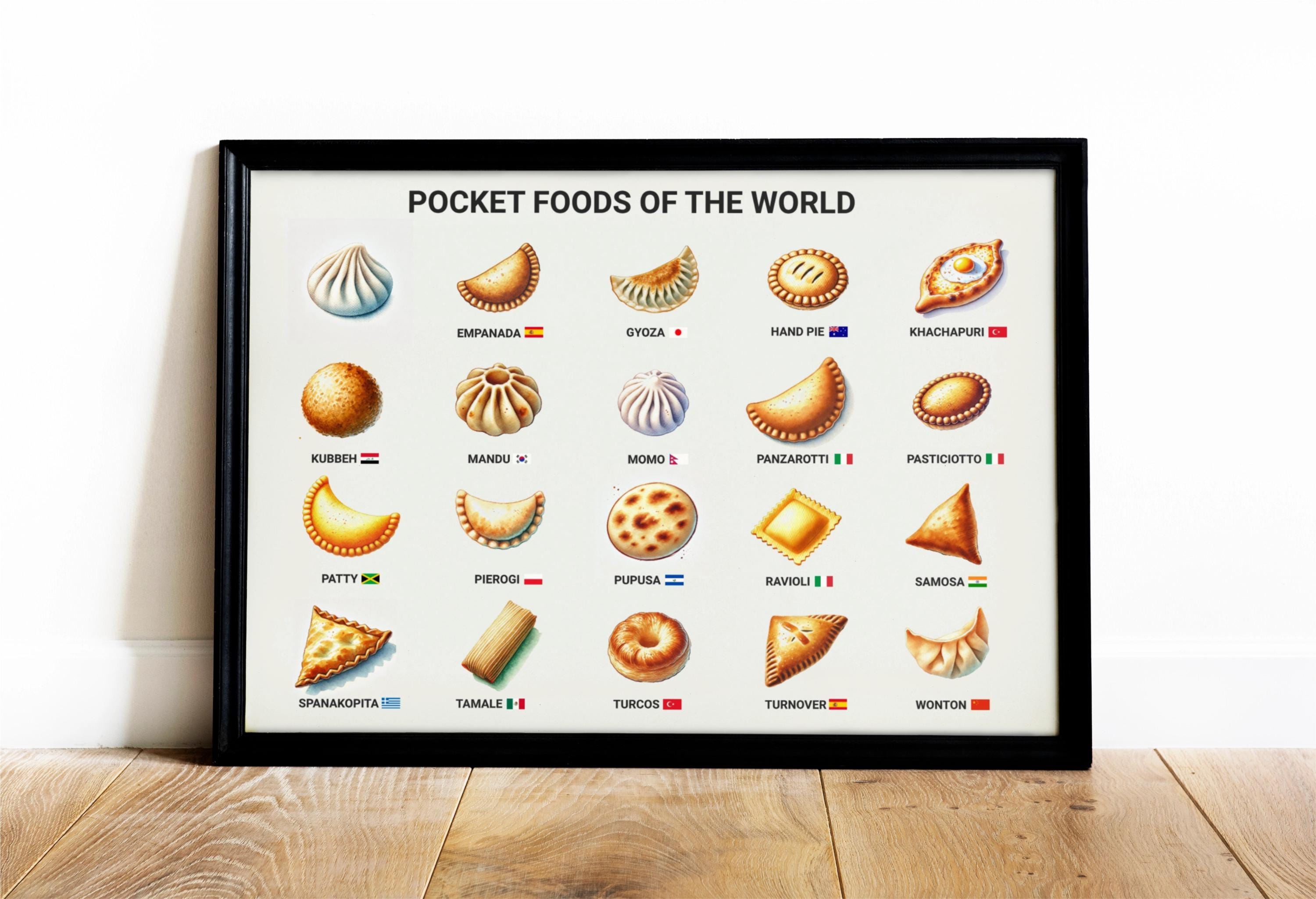 Pocket Foods of the World Poster | Global Cuisine Art Print ...