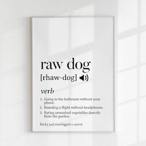 Funny "raw Dog" Definition Printable Wall Art - Modern Slang Digital ...