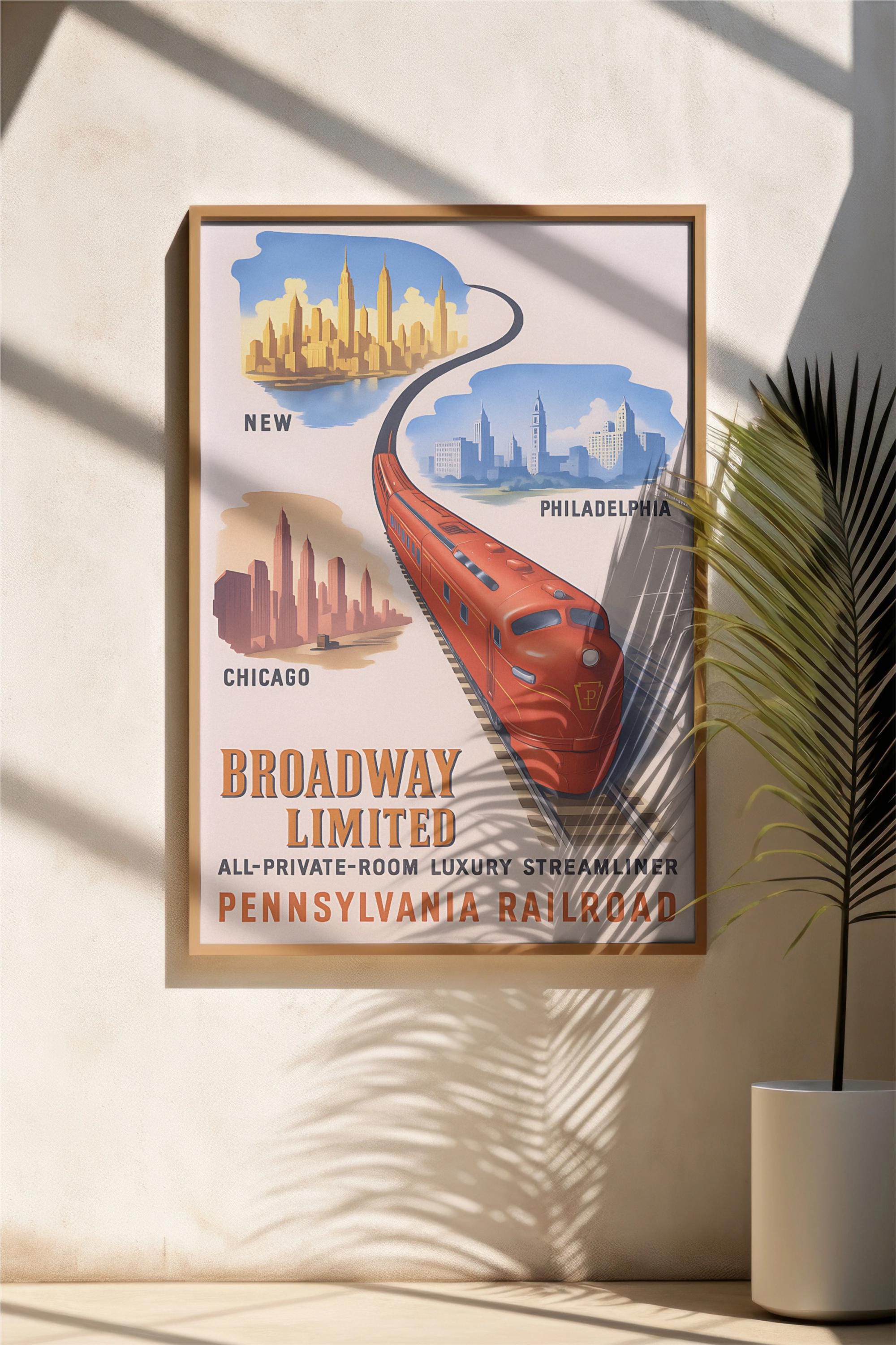 Broadway Limited Train Poster Set – Vintage Wall Art, Printable Travel ...