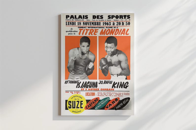Vintage Boxing Match Poster - 1963 Palais Des Sports Retro Wall Art ...