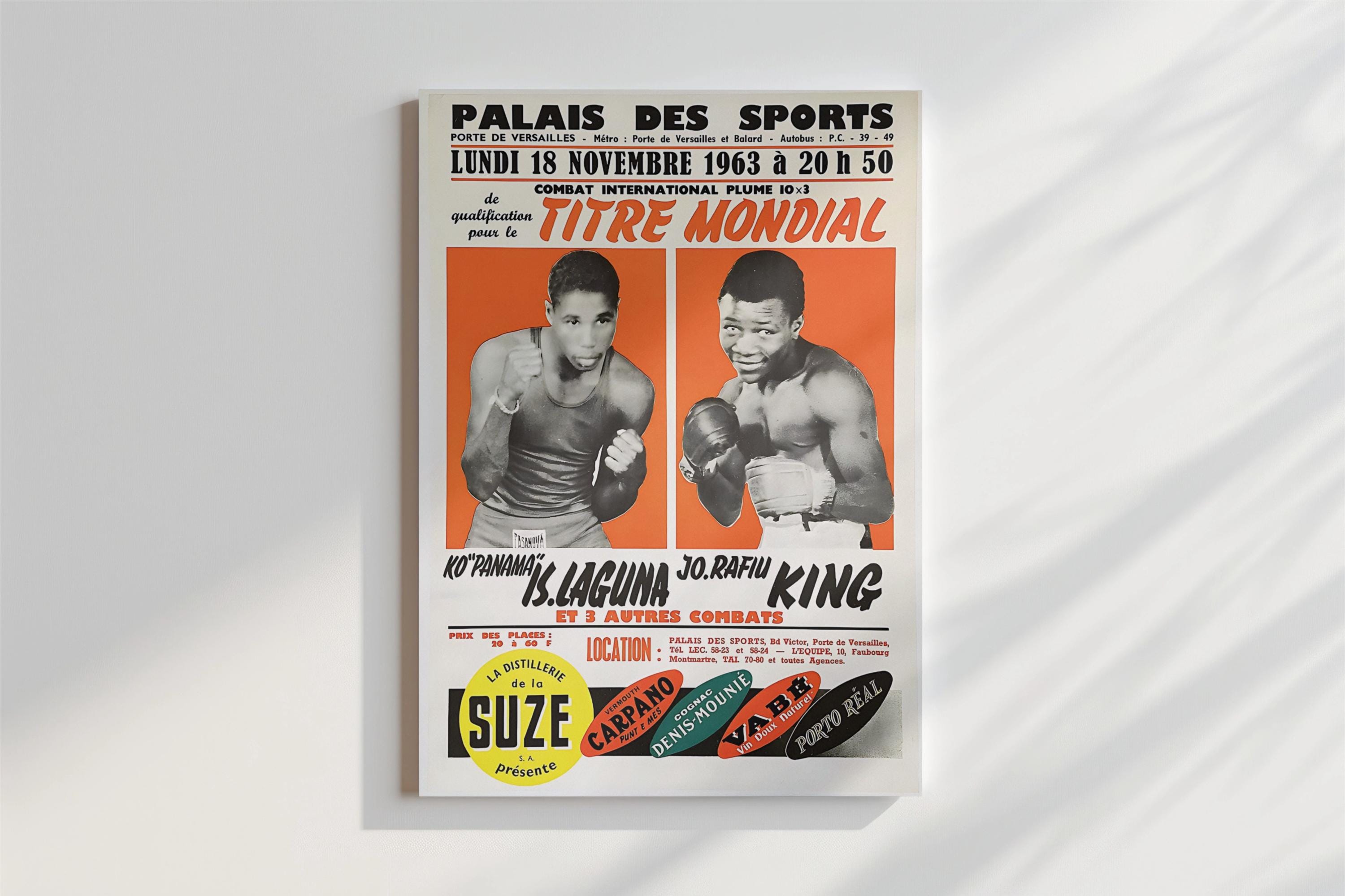 Vintage Boxing Match Poster - 1963 Palais Des Sports Retro Wall Art ...
