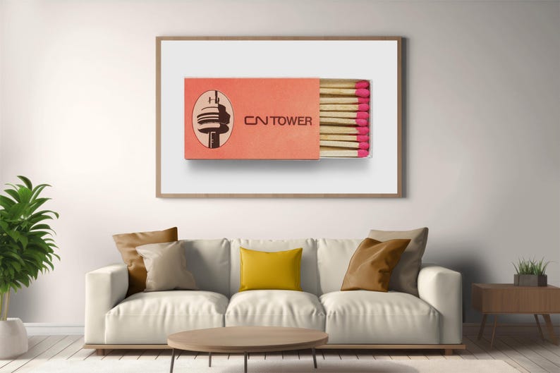 CN Tower Vintage Matchbox Wall Art, Home Decor Digital Prints, Retro ...