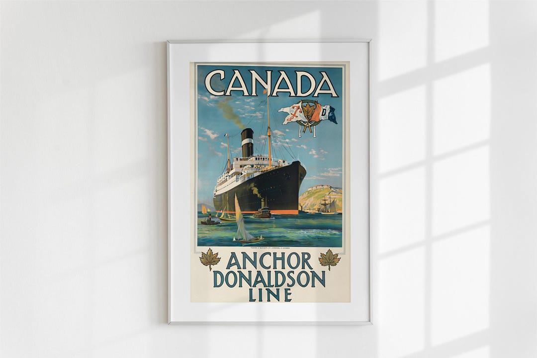 Vintage Anchor Donaldson Line Canada Poster - Nautical Travel Wall Art ...