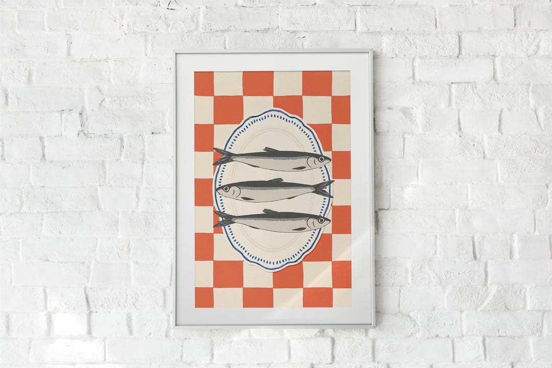 Anchovy Vintage Wall Art – Retro Fish Kitchen Printable, Digital ...
