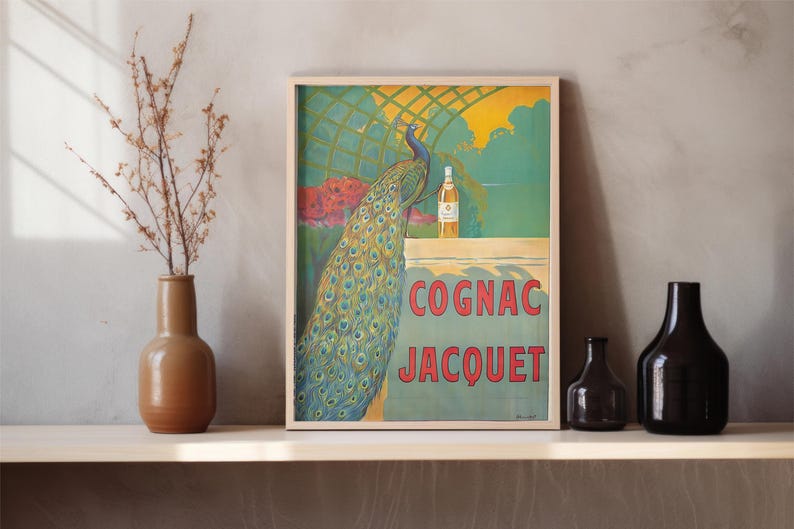 Vintage Cognac Jacquet Poster Print, Remastered French Peacock Artwork ...