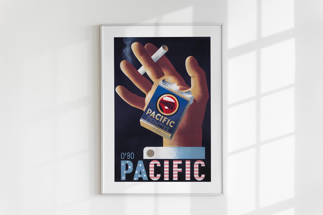 Vintage Cigarette Poster, Retro Wall Art, Printable Digital Art, Mid ...