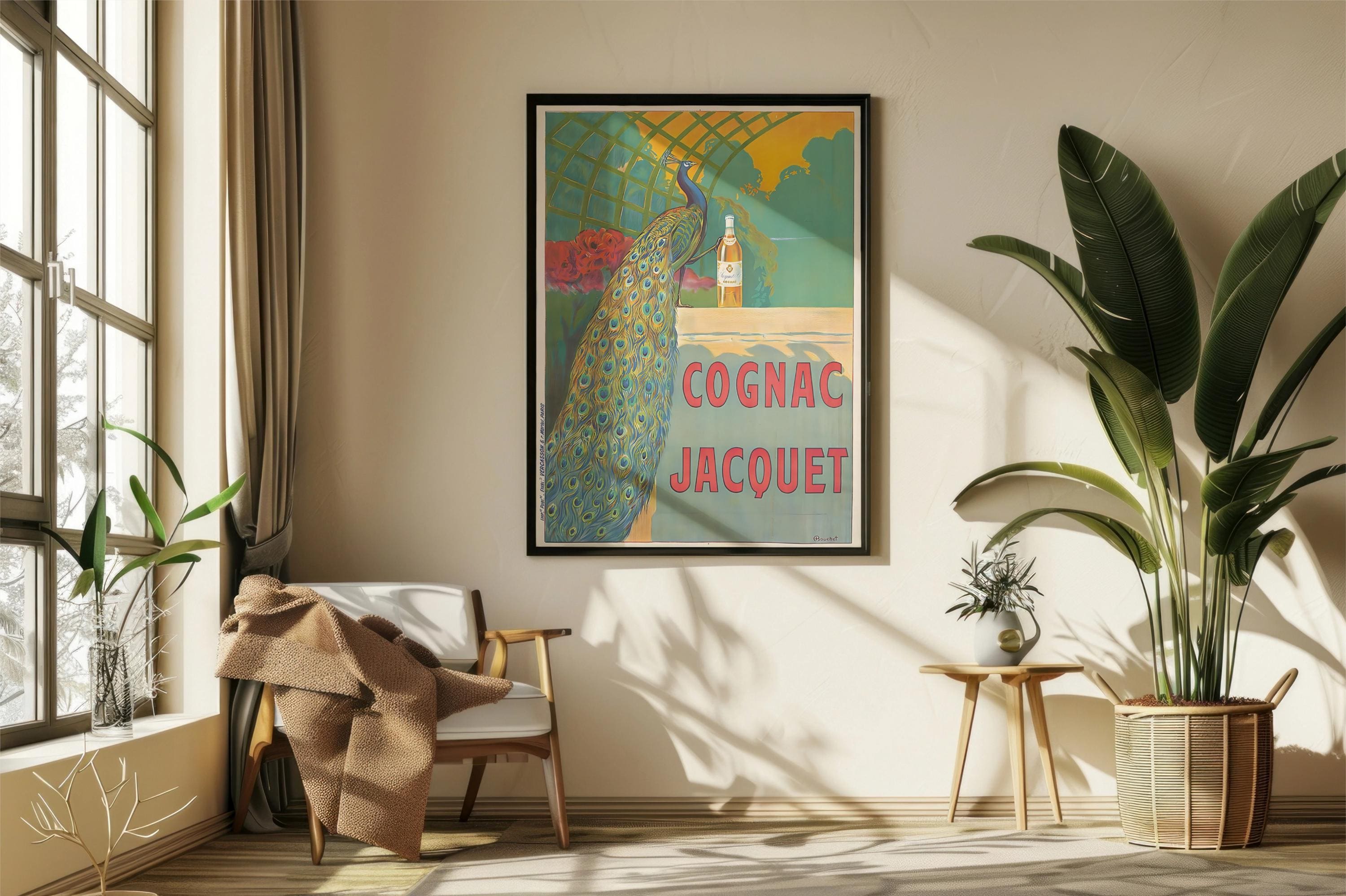Vintage Cognac Jacquet Poster Print, Remastered French Peacock Artwork ...