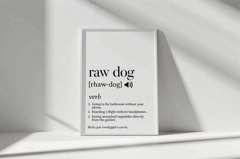 Funny "raw Dog" Definition Printable Wall Art - Modern Slang Digital ...