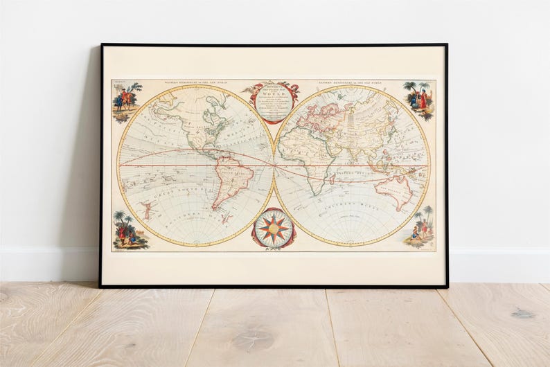 Vintage World Map Digital Download | Printable Antique World Map ...