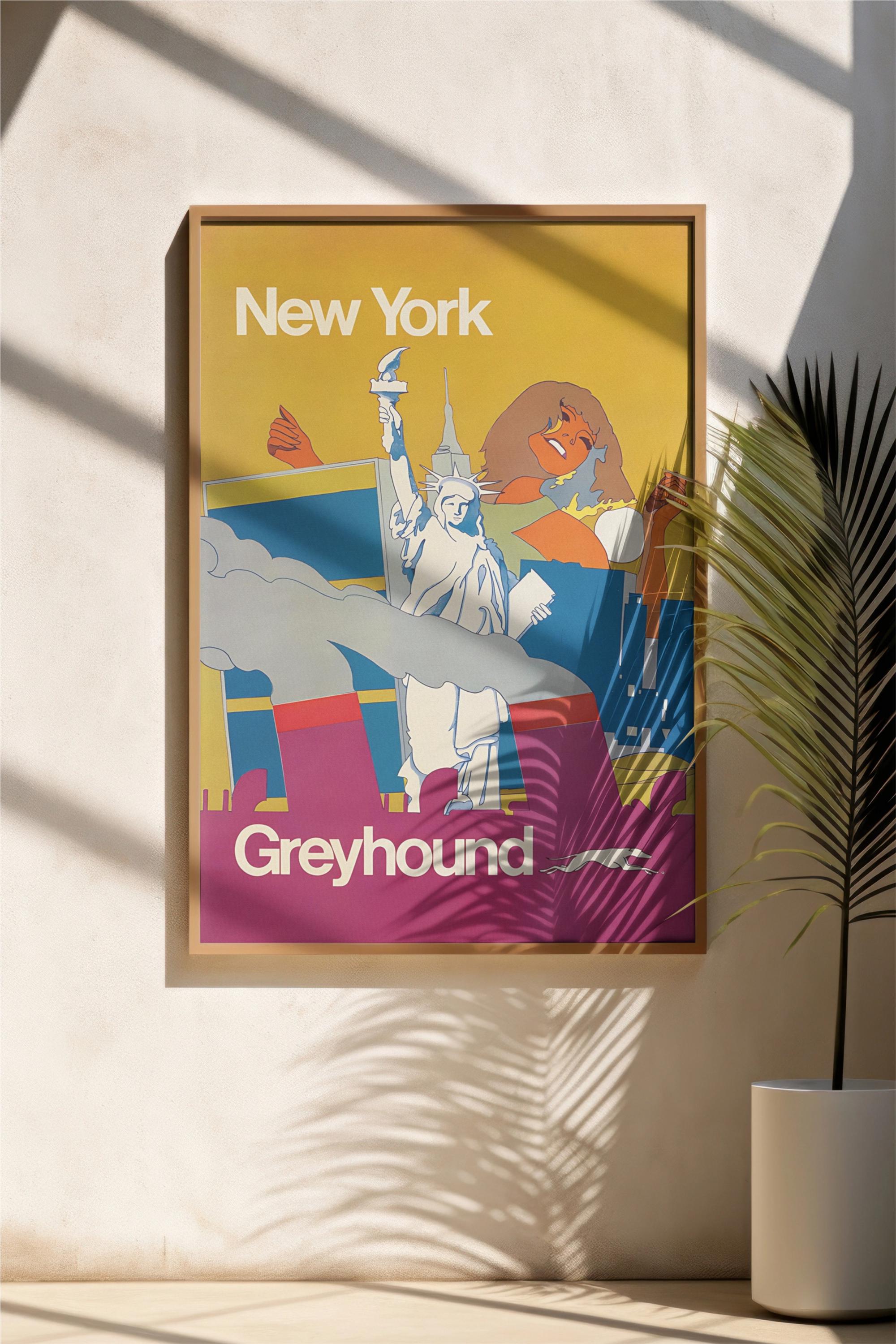 Vintage New York Greyhound Poster | 2:3 Printable Wall Art | Retro ...