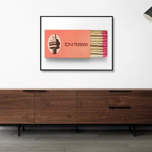 CN Tower Vintage Matchbox Wall Art, Home Decor Digital Prints, Retro ...
