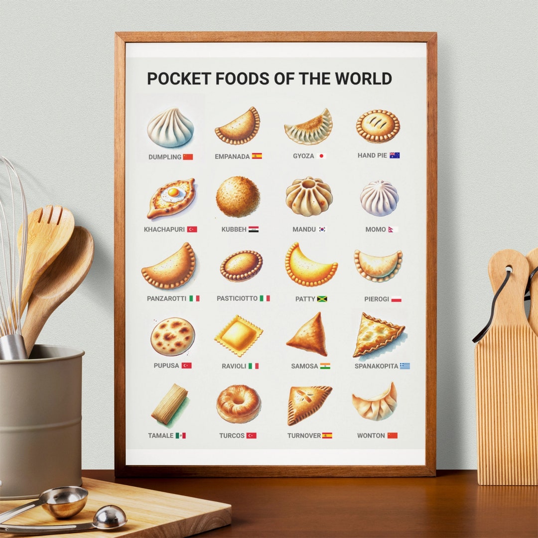 Pocket Foods of the World Poster | Global Cuisine Digital Art Download ...