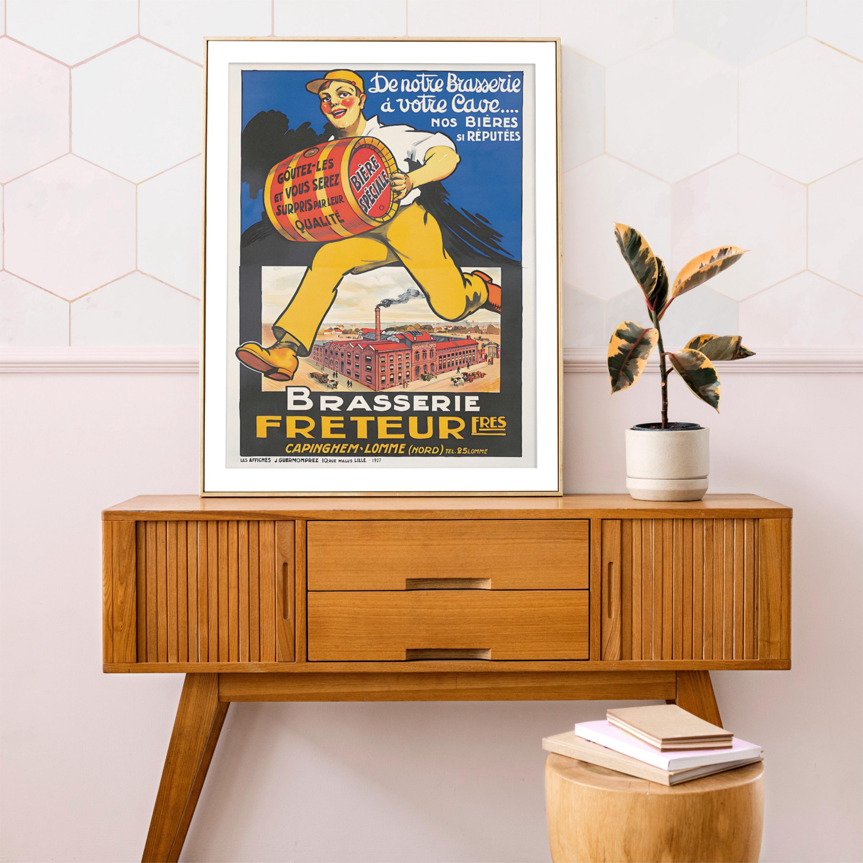 Vintage French Beer Poster Print, Brasserie Freteur 1927 Advertisement ...