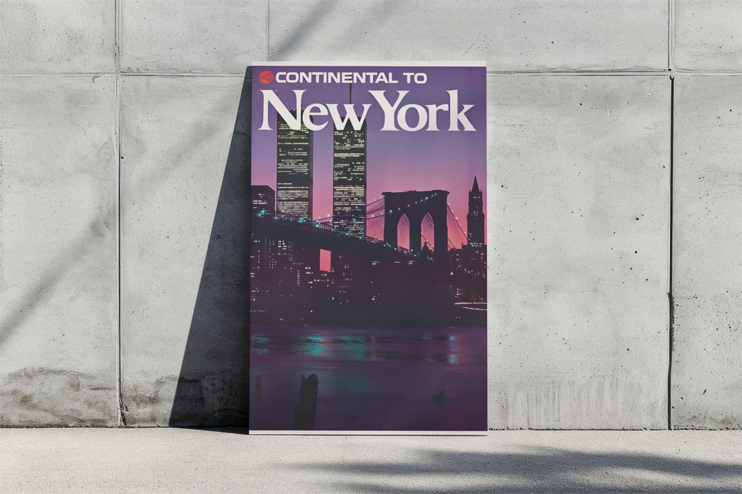 Vintage Continental New York City Wall Art, Printable Brooklyn Bridge ...