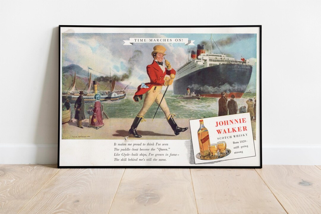 Vintage Johnnie Walker Poster, Classic Scotch Whisky Advertisement ...
