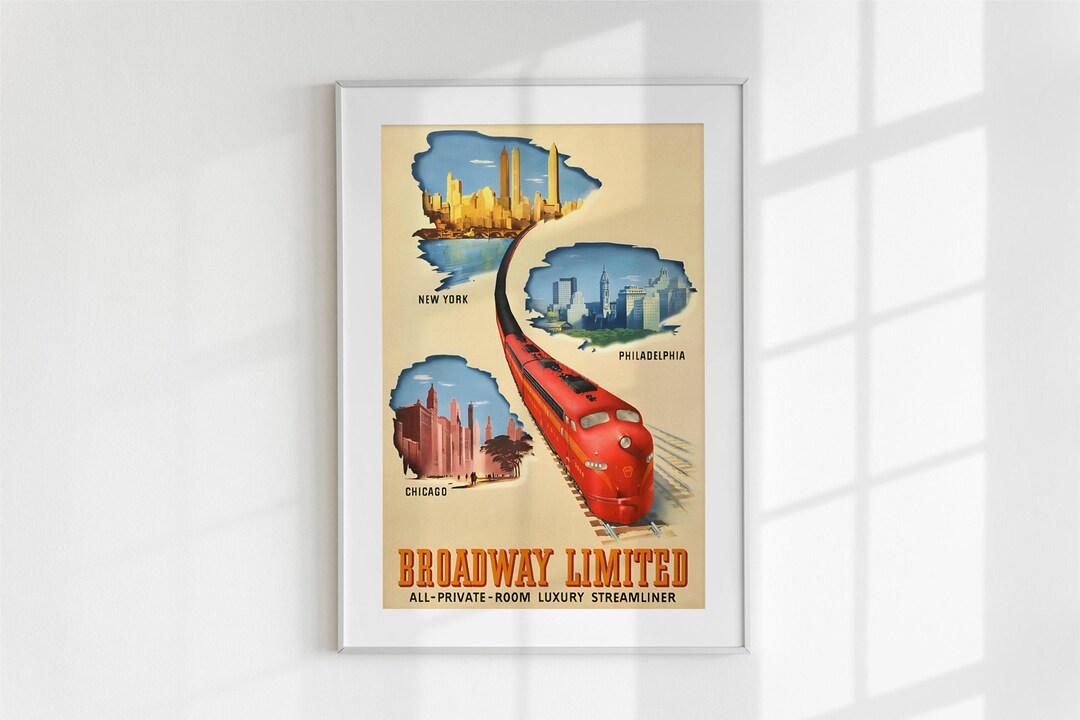 Broadway Limited Train Poster Set – Vintage Wall Art, Printable Travel ...