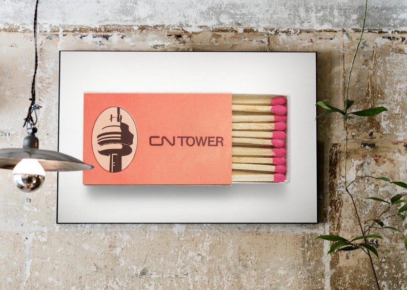 CN Tower Vintage Matchbox Wall Art, Home Decor Digital Prints, Retro ...