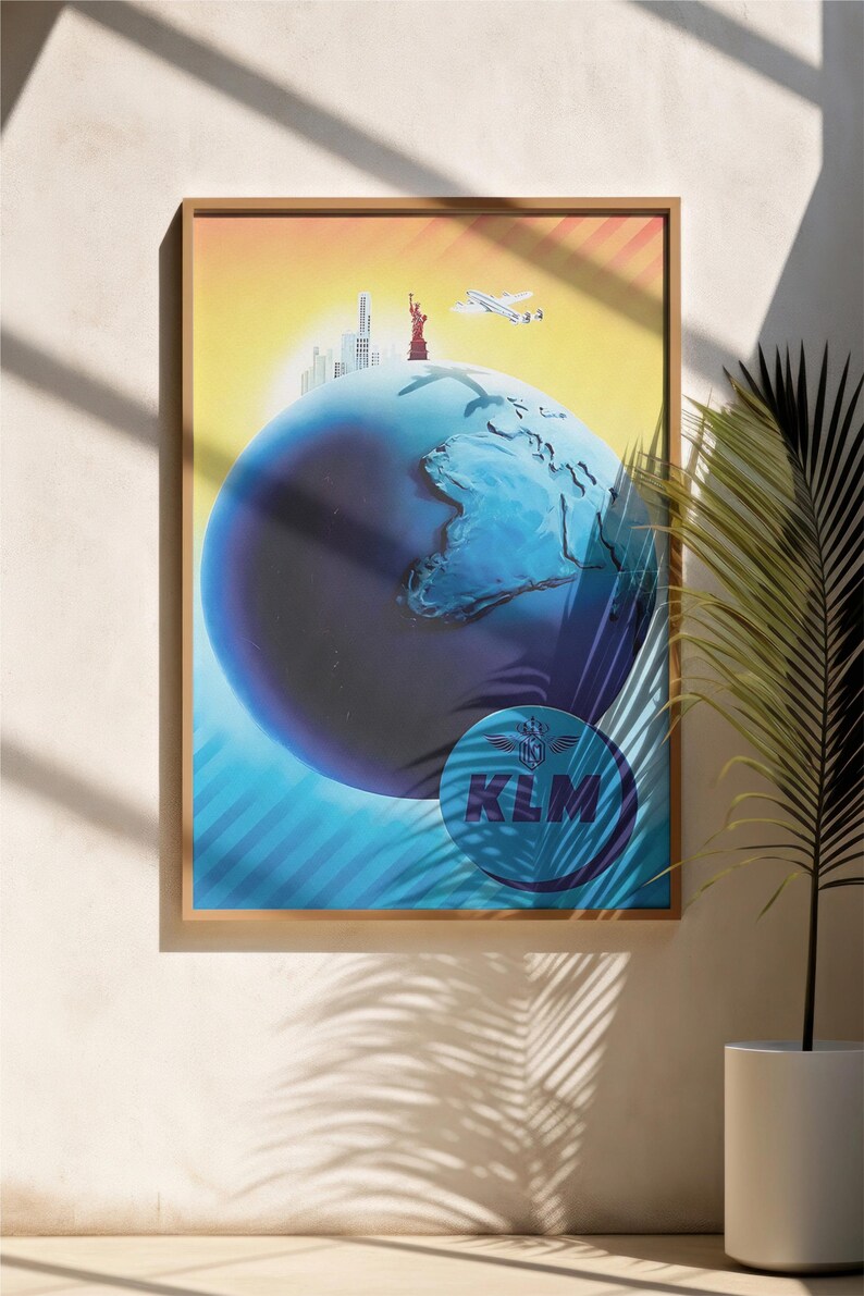 Vintage KLM Airline Poster | Printable Wall Art | Retro Travel Decor ...