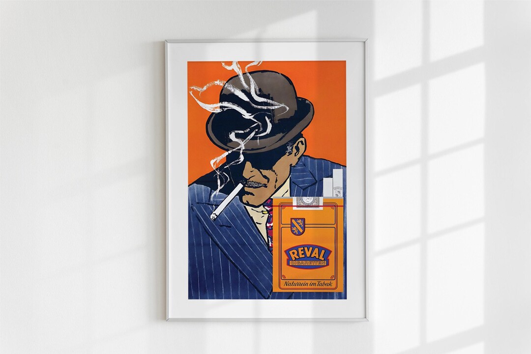 Vintage German Poster, Reval Cigarettes Print, Retro Advertising Wall ...