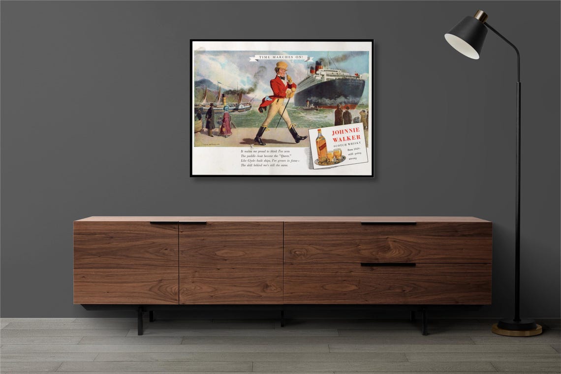 Vintage Johnnie Walker Poster, Classic Scotch Whisky Advertisement ...