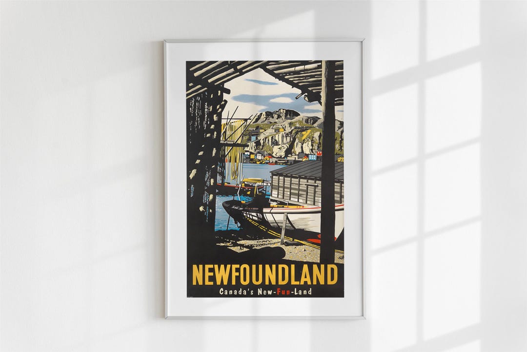 Vintage Newfoundland Poster – Retro Canada Travel Art, Fun-land Scenic ...