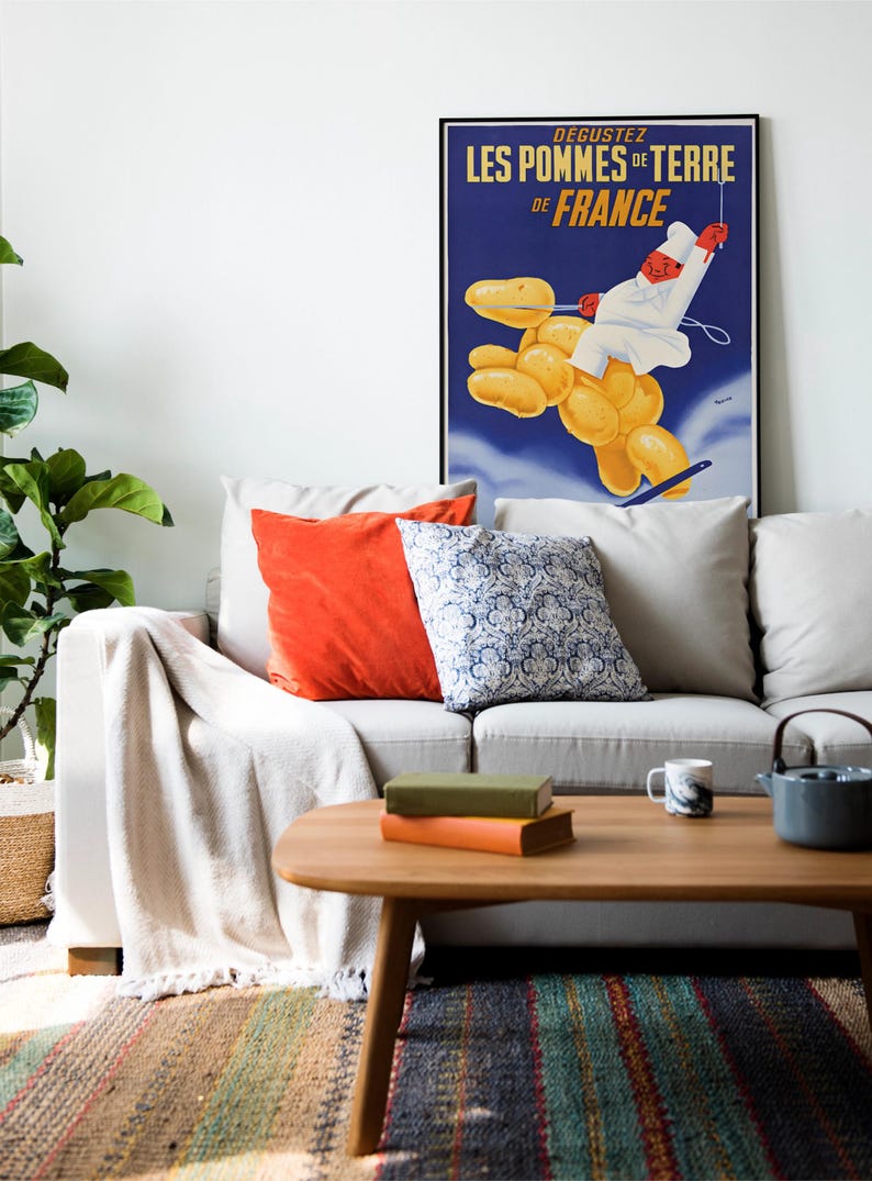 Vintage French Potato Poster, Retro Wall Art Print, Digital Art ...