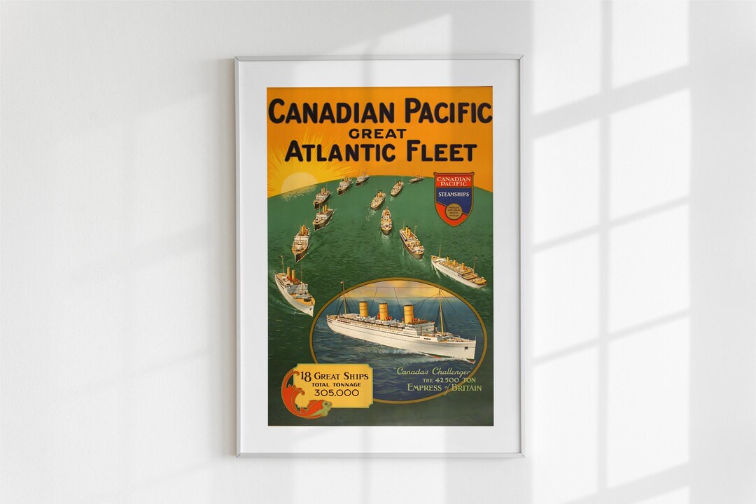 Vintage Canadian Pacific Great Atlantic Fleet Poster | Retro Steamship ...