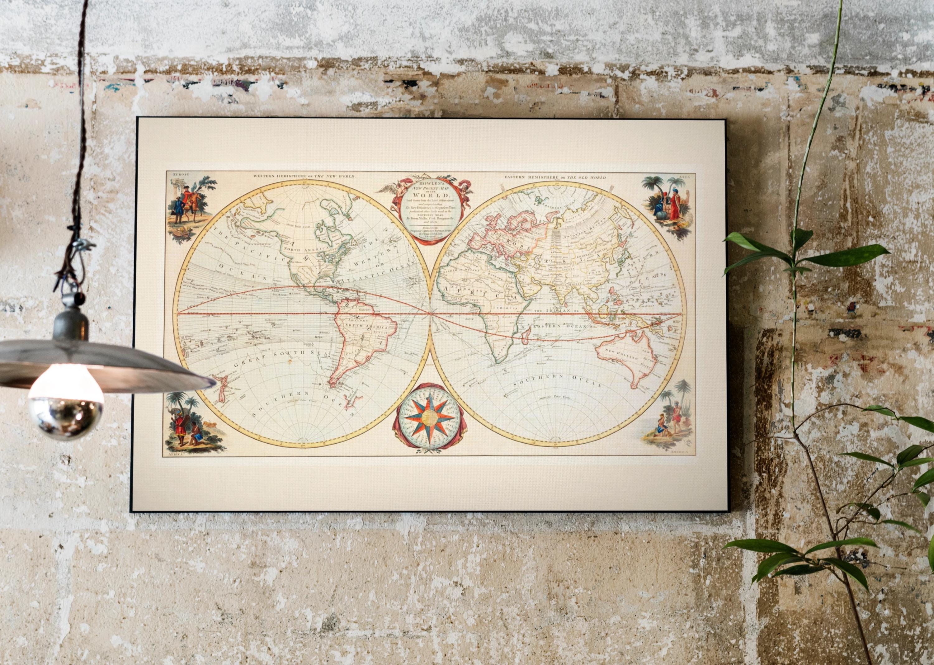 Vintage World Map Digital Download | Printable Antique World Map ...