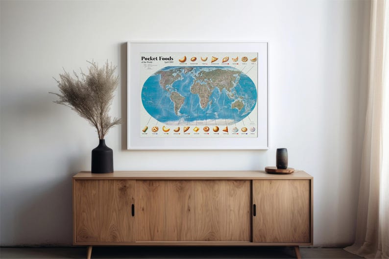 Pocket Foods of the World Map - Illustrated Food Lovers' Wall Art ...