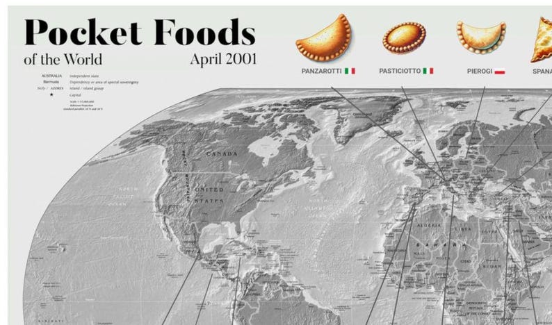 Pocket Foods of the World Map - Illustrated Food Lovers' Wall Art ...
