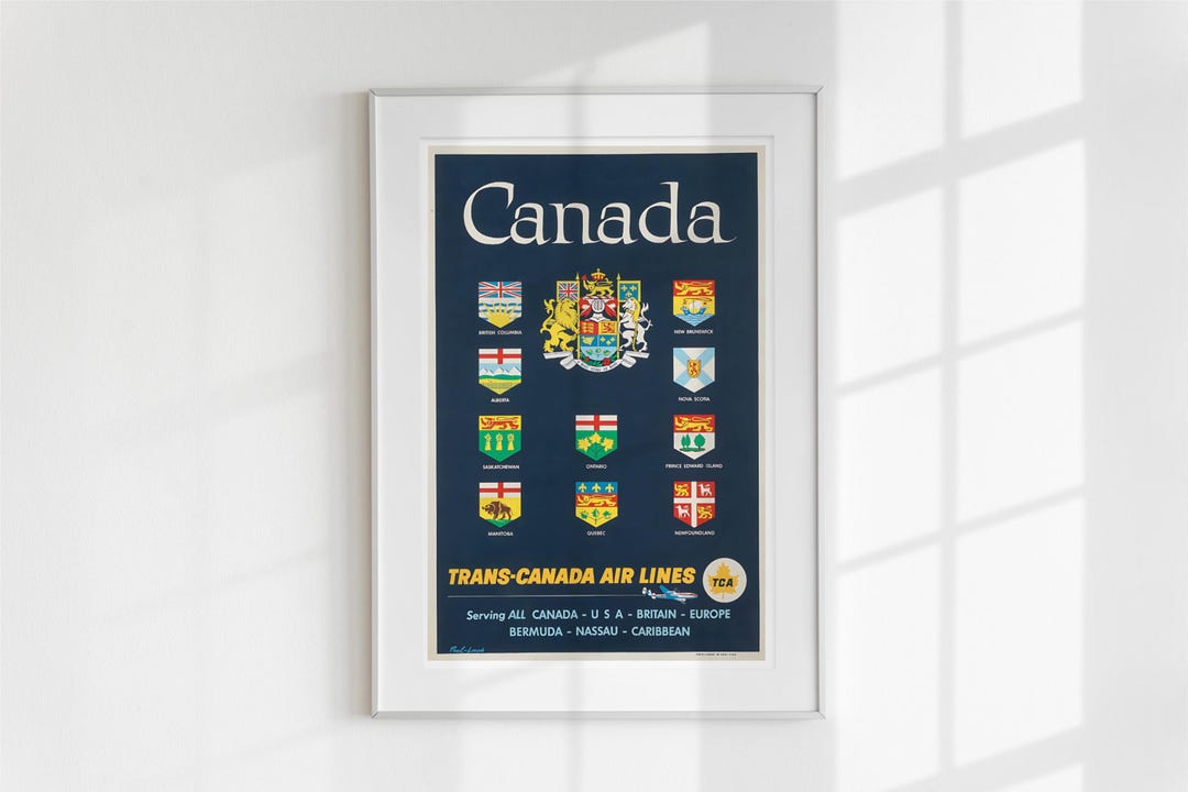 Vintage Canada Provincial Crests Poster | Trans-canada Airlines Wall ...